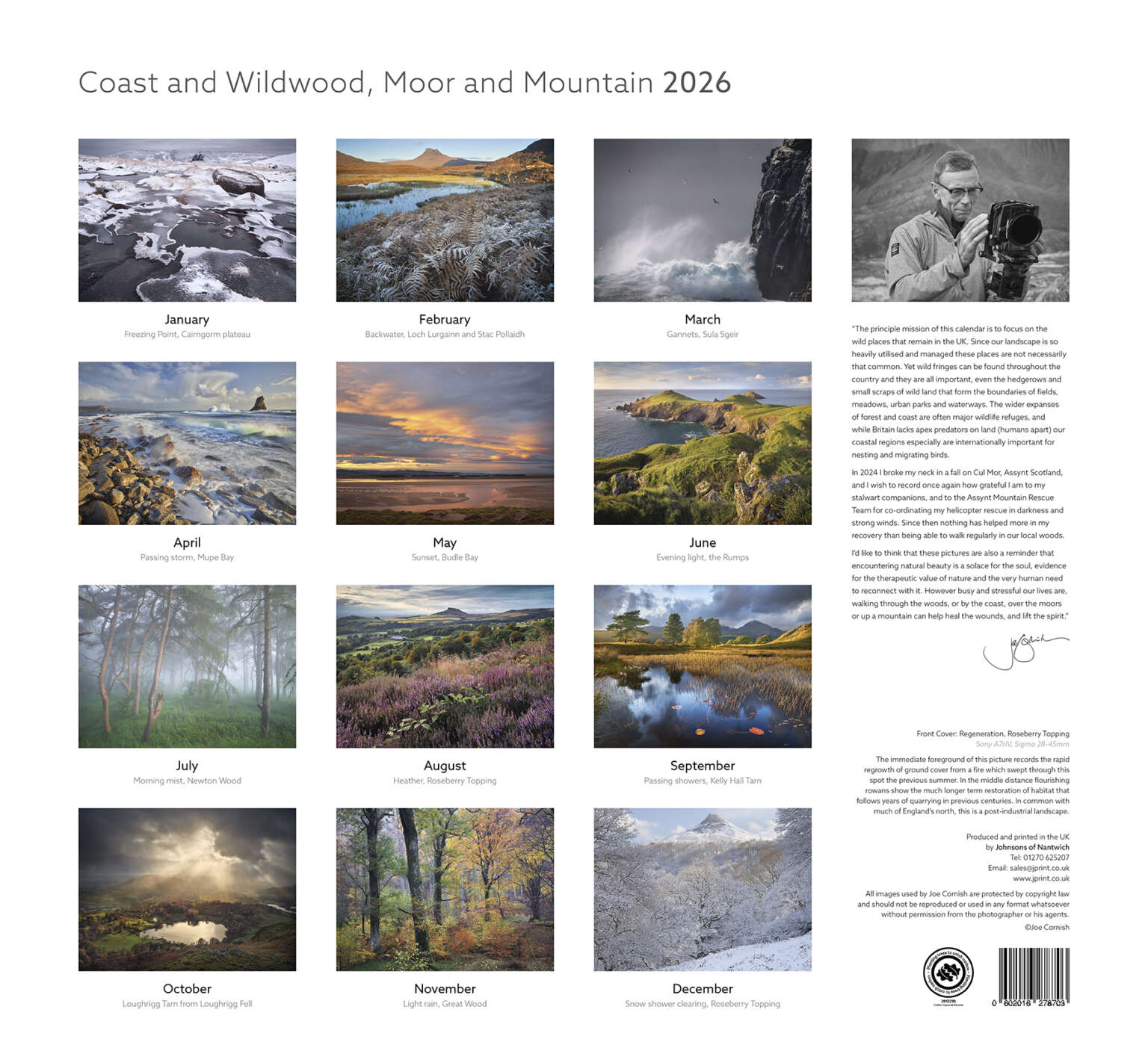 The Joe Cornish Calendar - Buy from Johnsons Printers